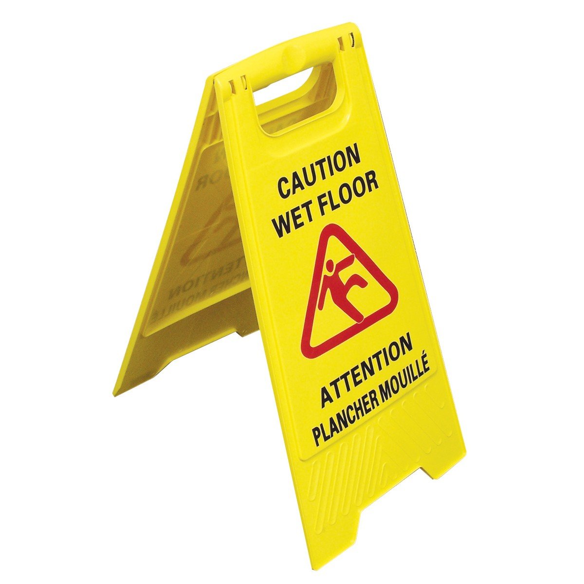 Bilingual Floor Sign "Caution Wet Floor" - Two-Sided Imprint - Yellow ...
